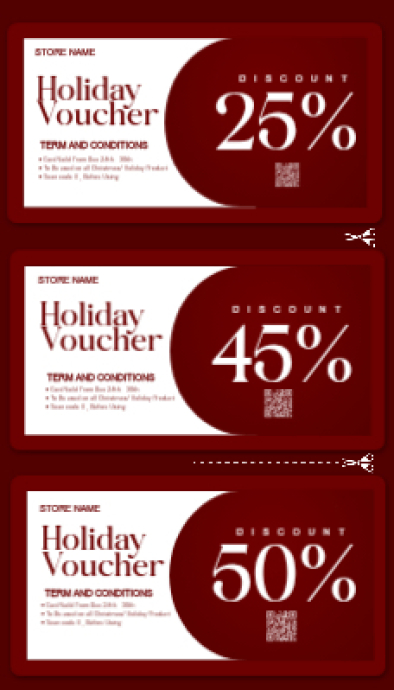 Red Professional Holiday Voucher / Discount Coupon Business Card ...