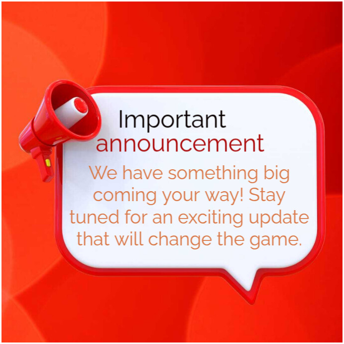Red Professional Important Announcement Instagram Post Template ...