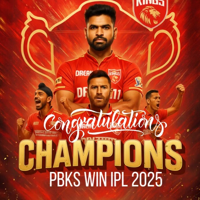 Red Professional Ipl Champion 2025 Instagram Post Template | PosterMyWall