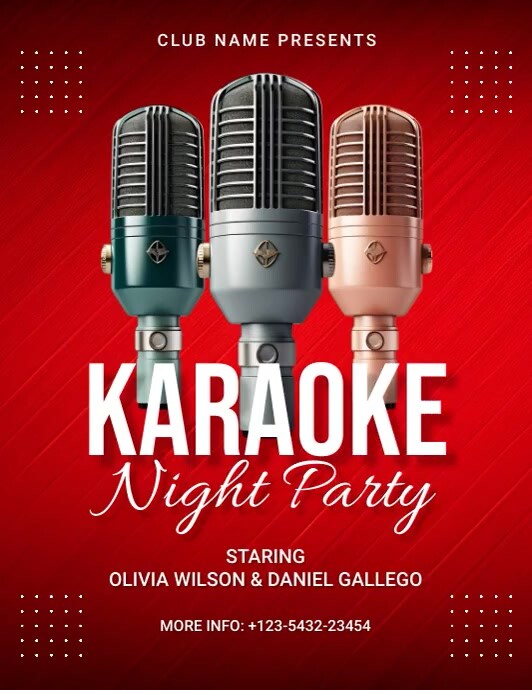 Red Professional Karaoke Night Party Flyer (u Template | PosterMyWall