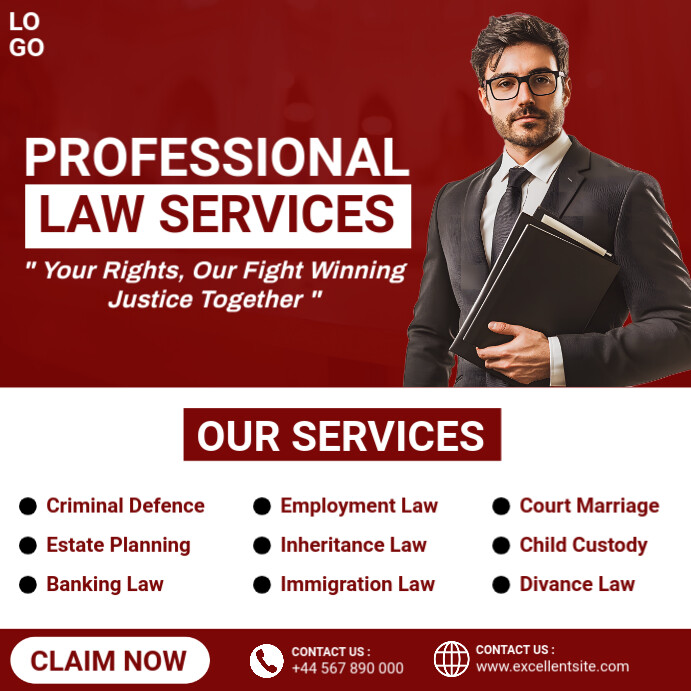 Red Professional Law Services Instagram Post Template | PosterMyWall
