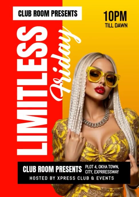 Plantilla de Red Professional Limitless Friday Club Poster A3 | PosterMyWall