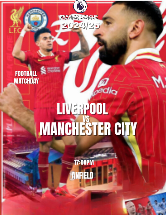 Red Professional Liverpool Vs Manchester City Flyer (us Letter ...