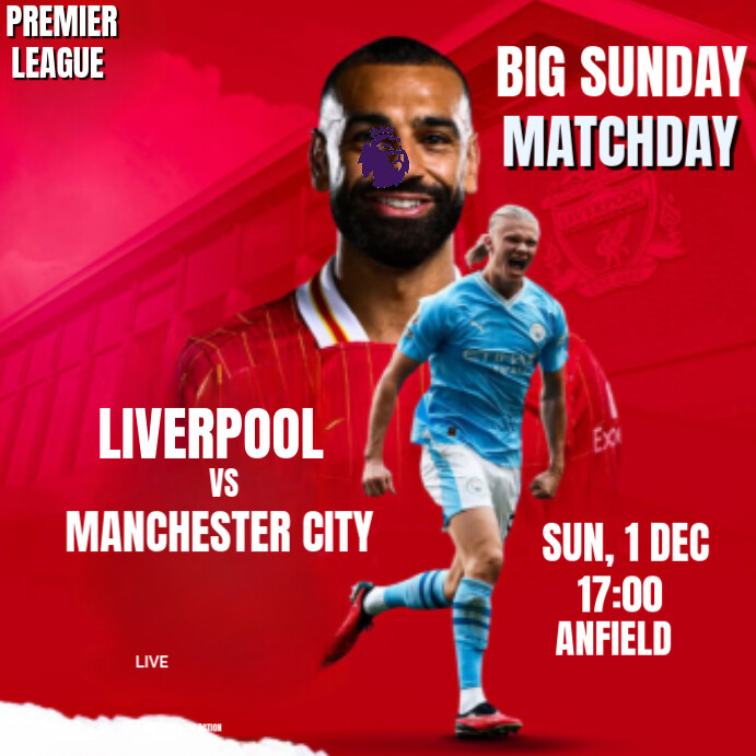 Red Professional Liverpool Vs Manchester City Premier League Matchday ...