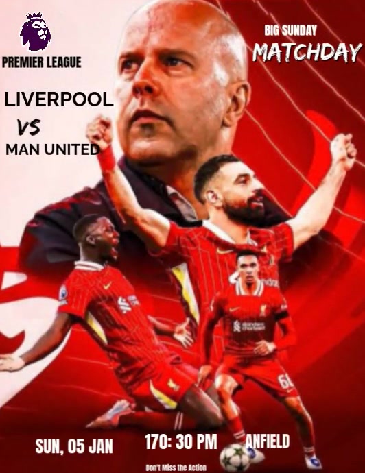 Plantilla de Red Professional Liverpool Vs Manchester United Flyer (us ...