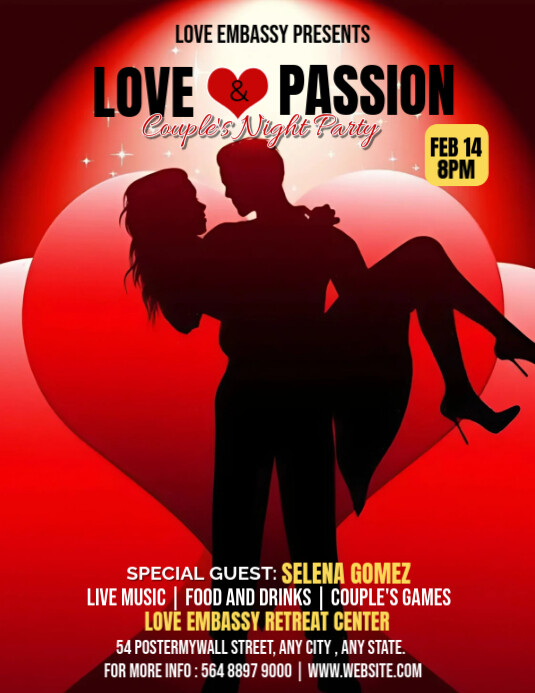 Copy of Red Professional Love & Passion Couples Party Flyer (us Letter ...
