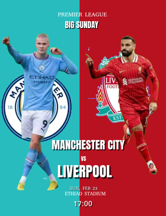Red Professional Manchester City Vs Liverpool Flyer (us Letter ...