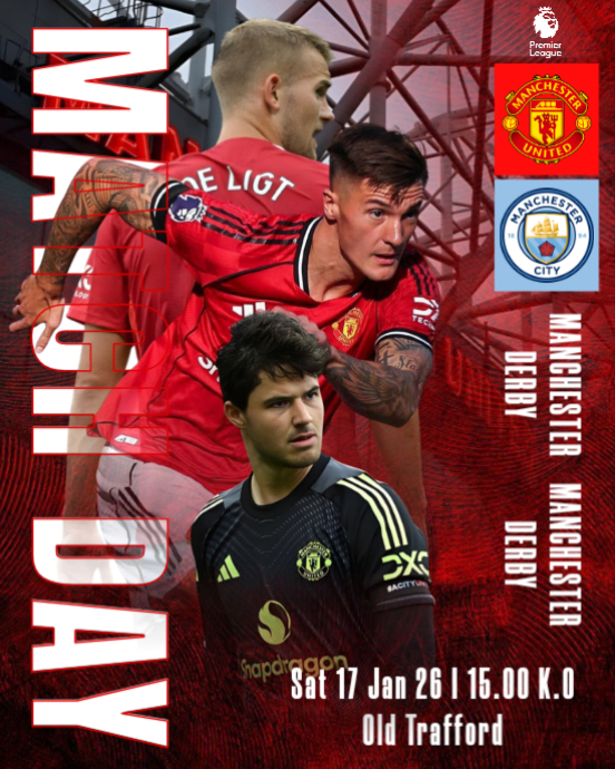 Szablon Red Professional Manchester Derby 2026 Instagram Portrait ...