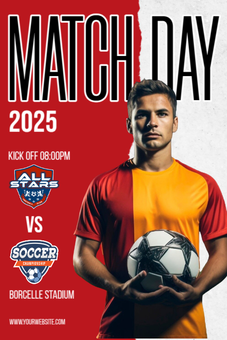 Red Professional Match Day Poster Template | PosterMyWall