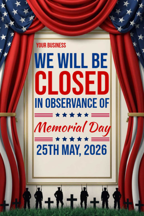 Memorial Day Closure Posters Template | PosterMyWall