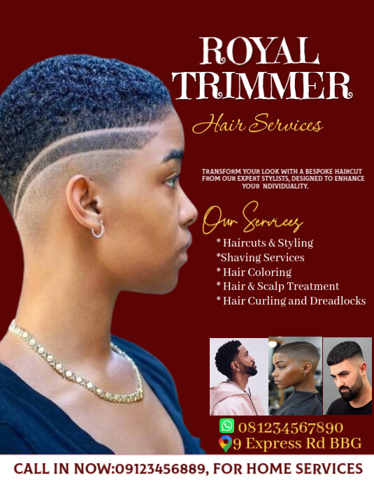 Copy of Red Professional Modern Barbing Salon Banner, Poster,and Flyer ...