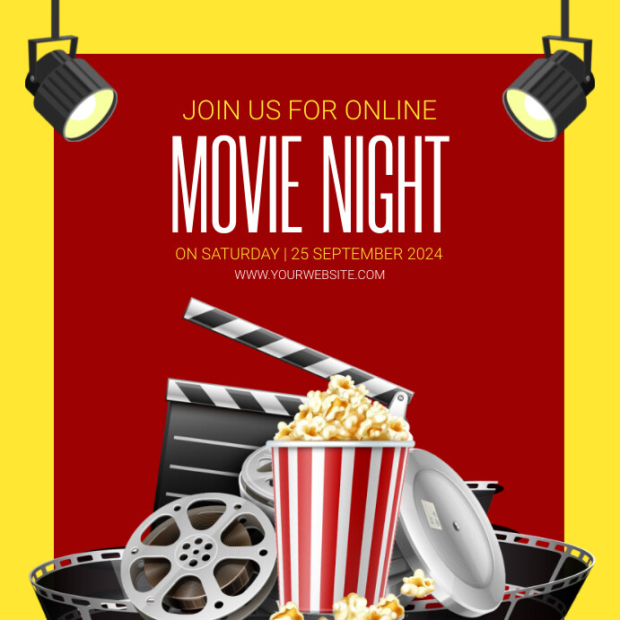 Red Professional Movie Night Instagram Post Templat | PosterMyWall