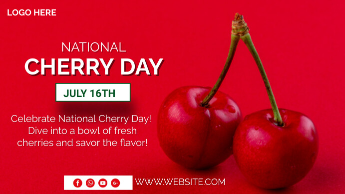 Plantilla de Red Professional National Cherry Day Digital | PosterMyWall