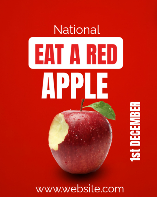 Red Professional National Eat A Red Apple Day Instagram Portrait ...