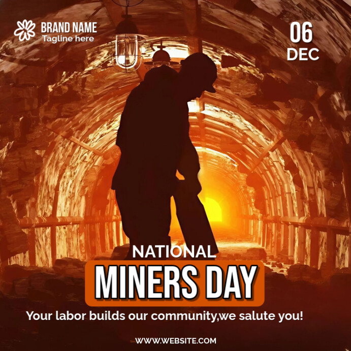 Red Professional National Miners Day Instagram Post Template | PosterMyWall