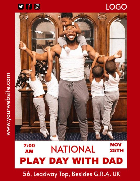 Copy of Red Professional National Play Day With Dad Flyer (us Letter ...