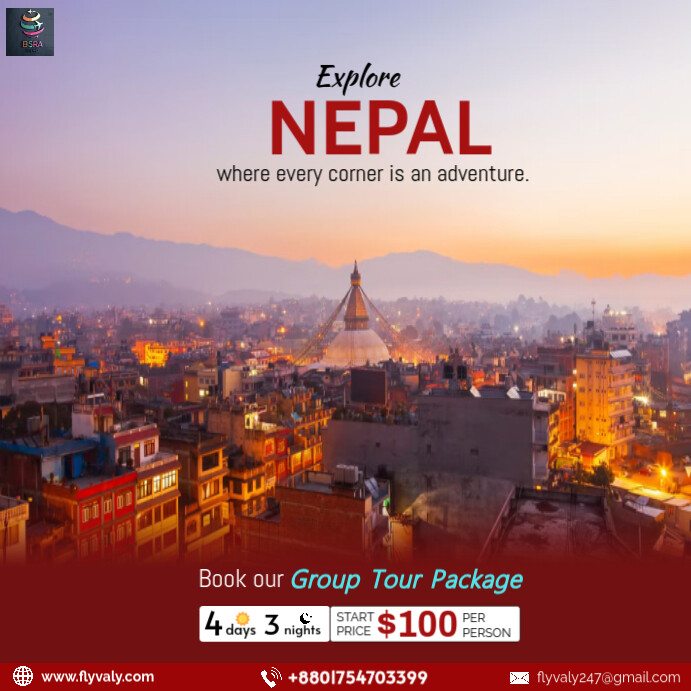 Copy of Red Professional Nepal Tour Package Ads Design Poster Instagram ...