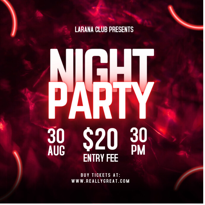 Red Professional Party Flyer Design Template Instagram Post | PosterMyWall