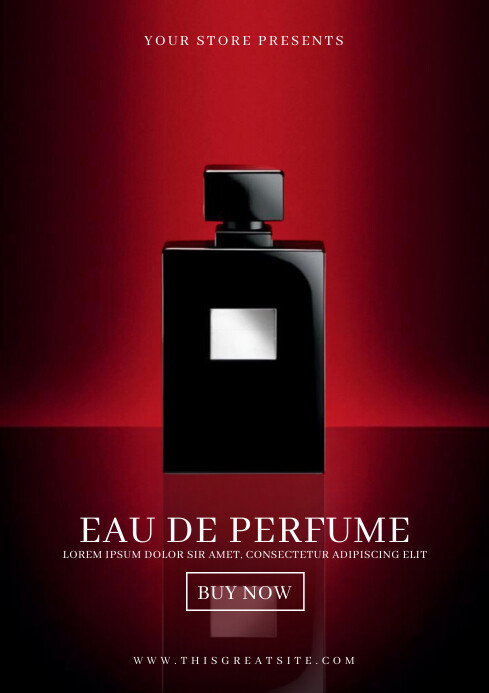 Red Professional Perfume Promo A4 Template | PosterMyWall