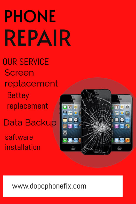 Red Professional Phone Repaie Poster Template | PosterMyWall