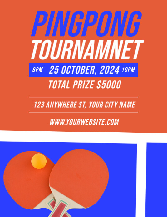 Red Professional Ping Pong Tournament Flyer (us Letter) Template ...