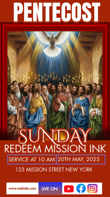 Red Professional Red Pentecost Sunday design Instagram Story Template ...