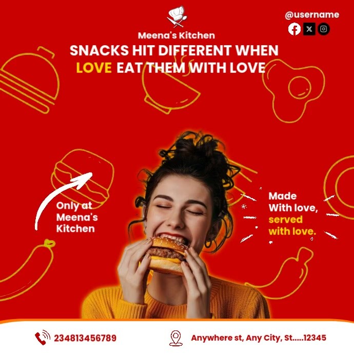 Red Professional Restaurant Advertisement Video Flyer Instagram Post ...