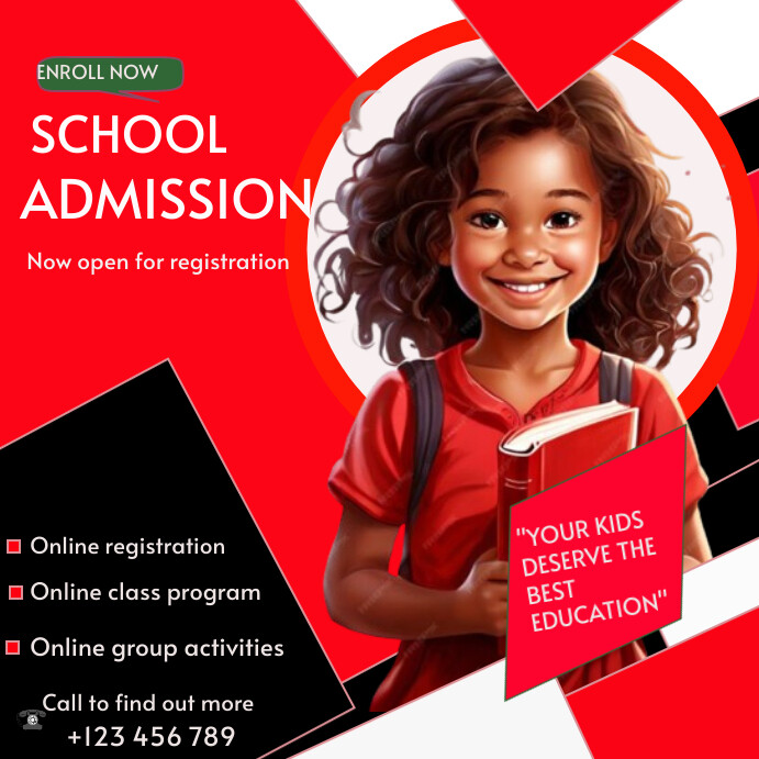 Plantilla de Red Professional School Admission Instagram P | PosterMyWall
