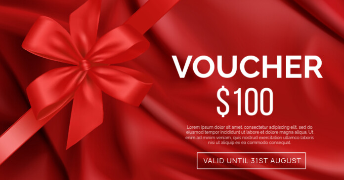 Red Professional Shopping Voucher Template Facebook Shared Image ...