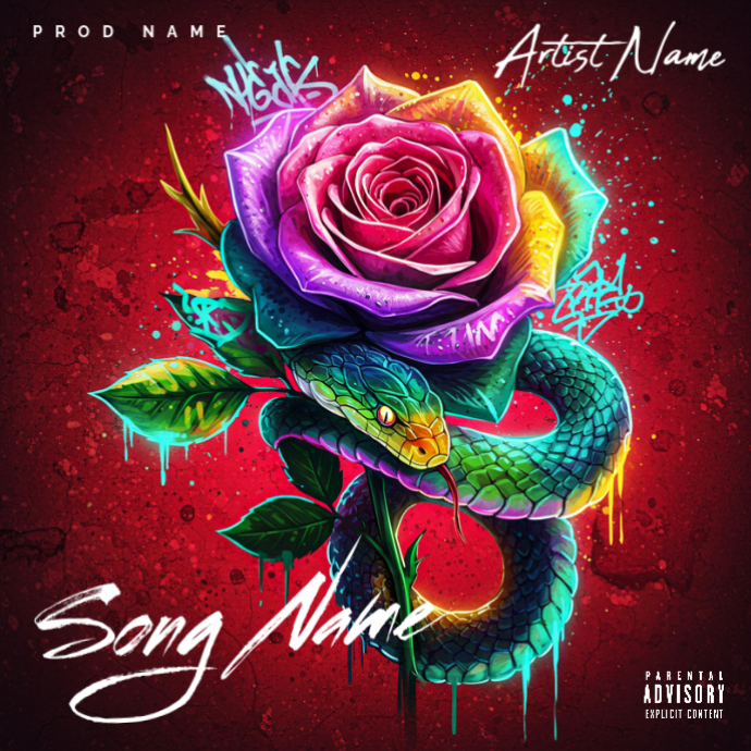 Red Professional Snake Grafiti Album Cover Template | PosterMyWall