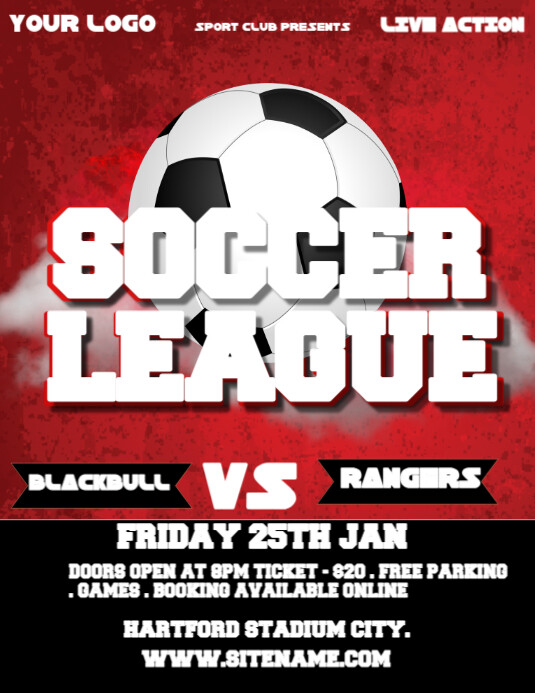 Copy of Red Professional Soccer League Flyer (us Letter) | PosterMyWall