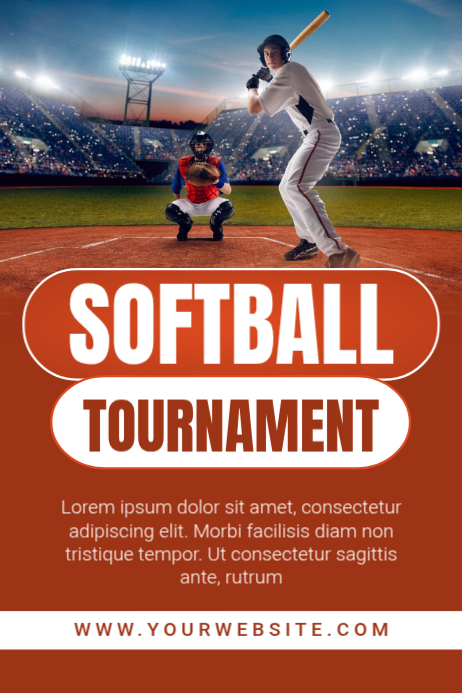 Red Professional Softball Poster Template | PosterMyWall
