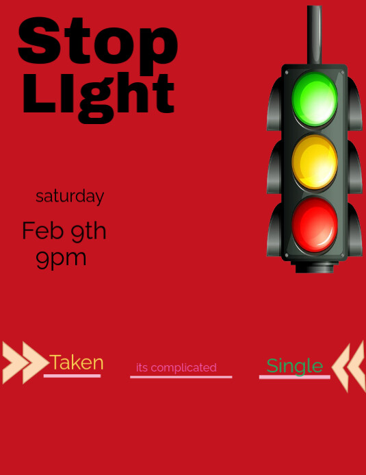 Red Professional Stop Light Party Flyer (us Letter) Template | PosterMyWall