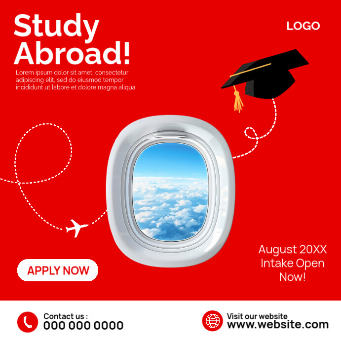 Red Professional Study Abroad Instagram Post Template | PosterMyWall