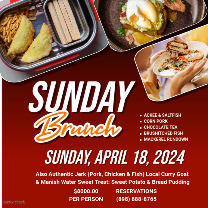 Red Professional Sunday Brunch Instagram Post Template | PosterMyWall