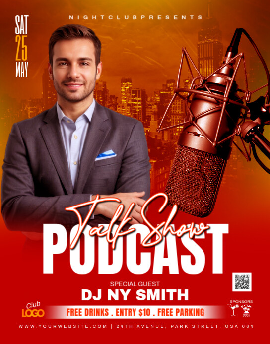 Copy of Red Professional Talk Show Podcast Poster/wallboard | PosterMyWall