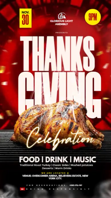 Red Professional Thanksgiving Flyer Template, Fall Holiday Celebration ...