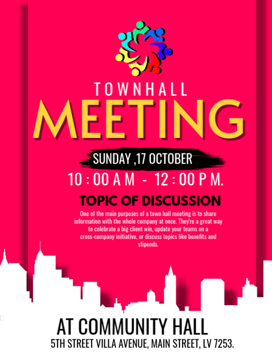 Red Professional Town Hall Flyer (us Letter) Template | PosterMyWall