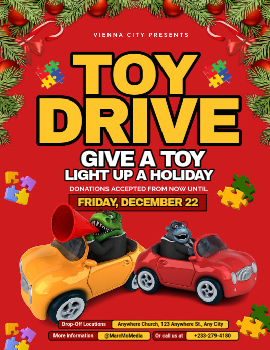 Copy of Red Professional Toy Drive Poster Flyer (us Letter) | PosterMyWall