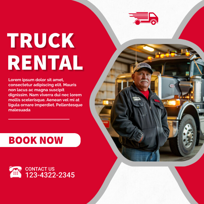Red Professional Truck Rental Instagram Post Template | PosterMyWall