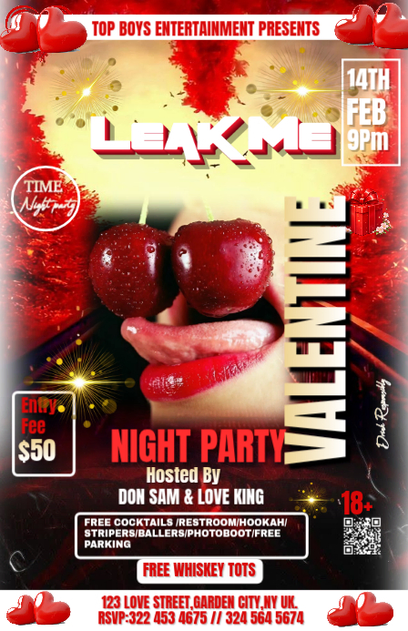 Red Professional Valentine Night Party Valentine Party Flyer Valentine ...