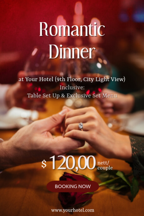 Red Professional Valentine Romantic Dinner Poster Template | PosterMyWall