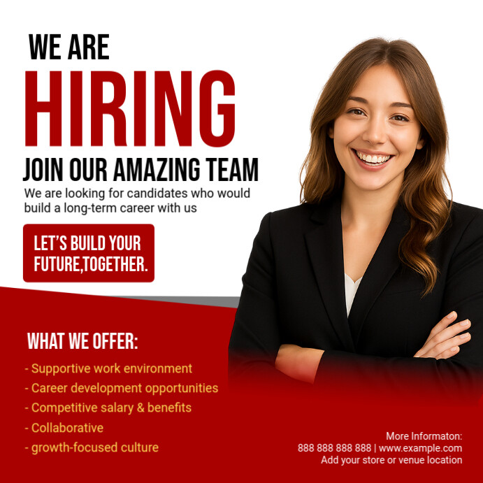 Copy of Red Professional We Are Hiring Promotion Instagram Post ...