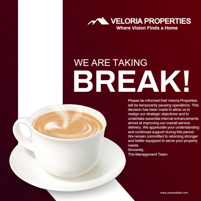 Copy of Red Professional We Are Taking A Break Flyer Instagram Post | PosterMyWall