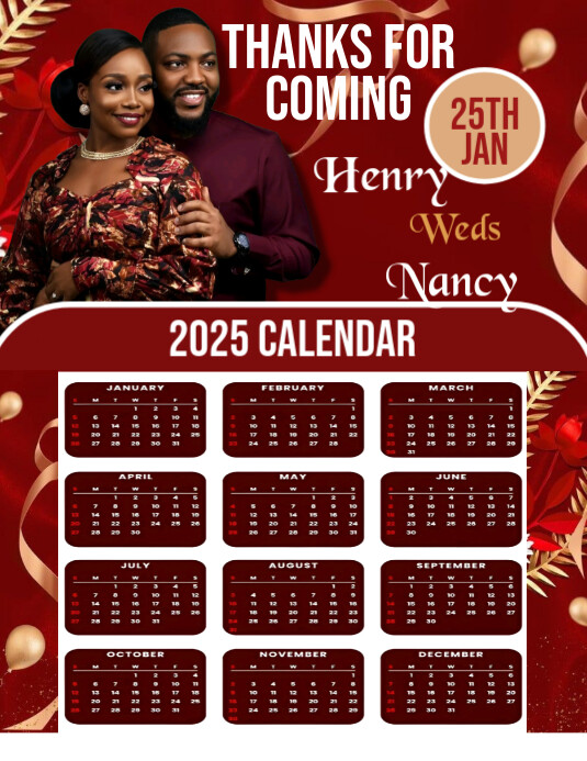 Copy of Red Professional Wedding Appreciation Calendar Design Flyer (us ...