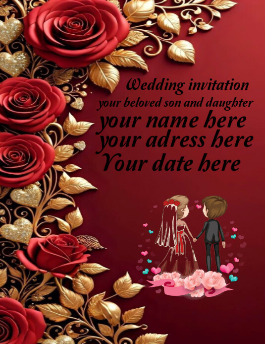 Red Professional Wedding Invitation Flyer (us Letter) Template ...