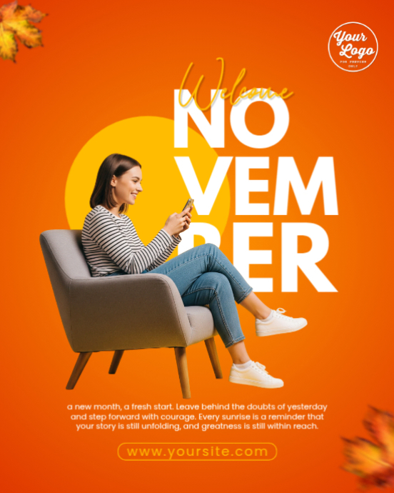 Red Professional Welcome November Instagram Portrait Template ...