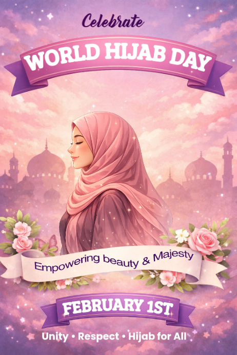 Plantilla de Red Professional World Hijab Day Poster Design | Celebrate ...