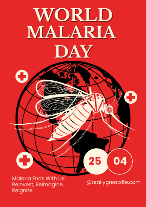 Plantilla de Red Professional World Malaria Day 2025- Raise Awareness ...
