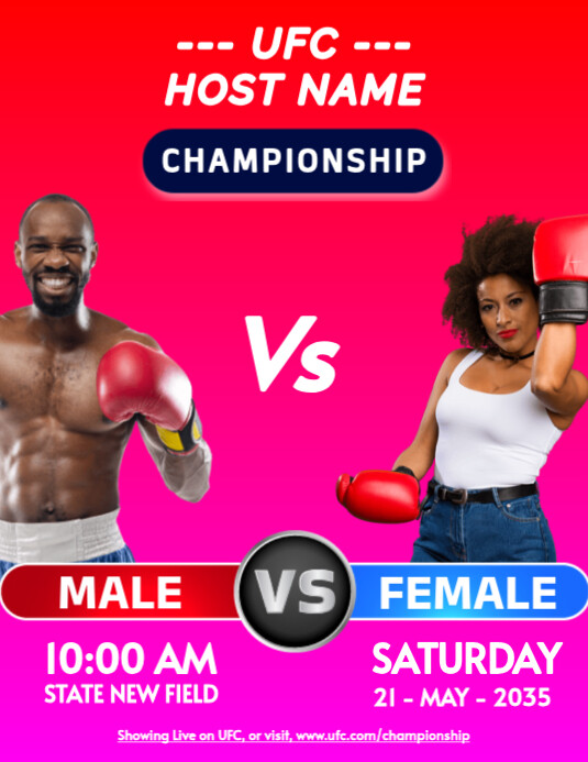 Copy of Red Professional Wrestling Championship Game Vs Flyer Design ...